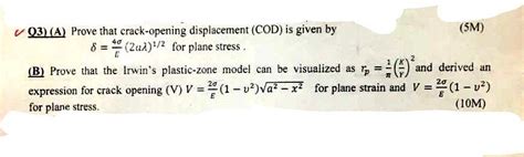 Q3 A Prove That Crack Opening Displacement Cod