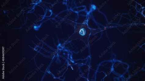 3d Hud Animation Digital Depiction Of Neurons Firing Electrical Impulses Brain Nerve Cell