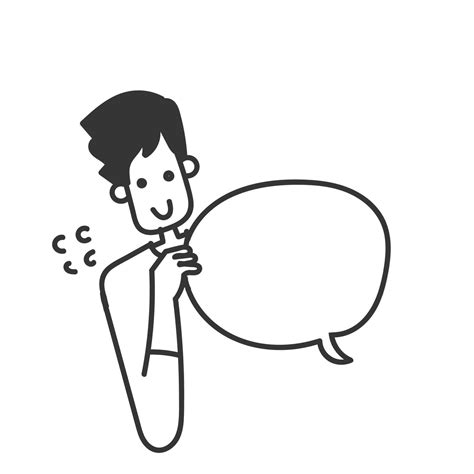 Hand Drawn Doodle Person Holding Blank Bubble Talk 48039684 Vector Art At Vecteezy