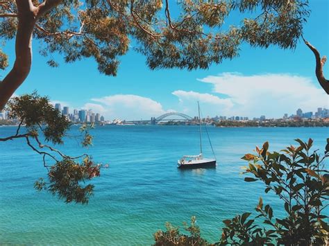 Premium Photo Boat Sailing At Sydney Harbor