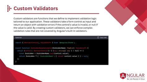 Creating Custom Validators And Async Validators In Angular Chapter 6
