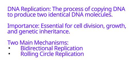 Dna Replication Bidirectional And Rolling Circle Modes Of Replicationpptx