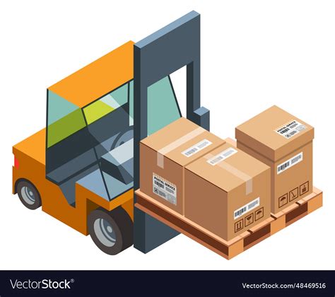 Forklift Carrying Cardboard Boxes Logistic Vector Image