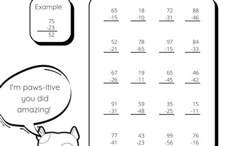 subtraction worksheet subtracting 2 digit numbers