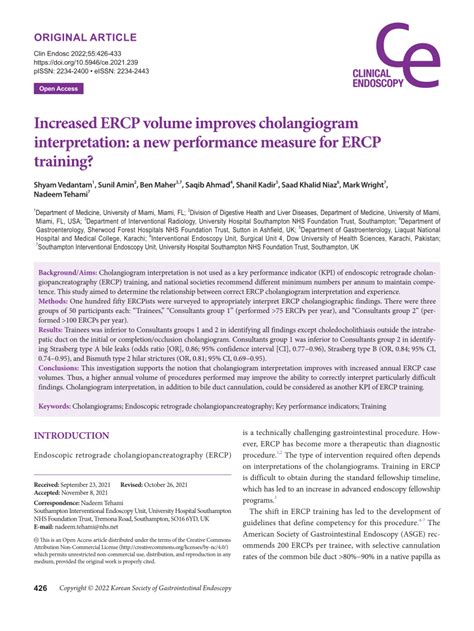 Pdf Increased Ercp Volume Improves Cholangiogram Interpretation A