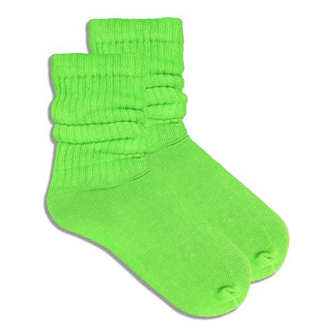 Couver Women Girls Scrunched Slouch Socks Lime Green Size 6 8 1