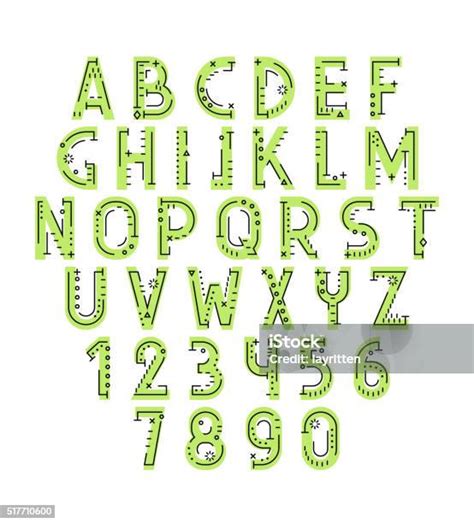 Font Dalam Gaya Datar Garis Konseptual Alfabet Huruf Geometris