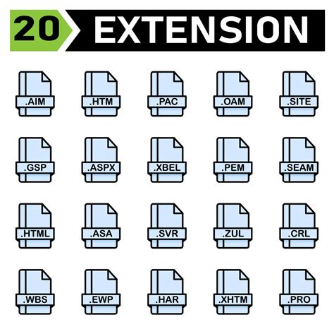 file extension icon set include aim htm pac oam site gsp aspx