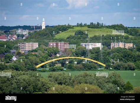 View Over Gelsenkirchen Railway Arch Bridge Over The A2 Motorway Tower Of The Gelsenkirchen