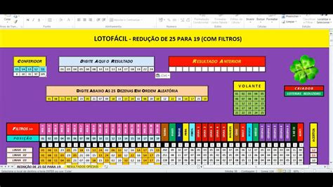 Lotofacil Redu O De Para Filtros Youtube