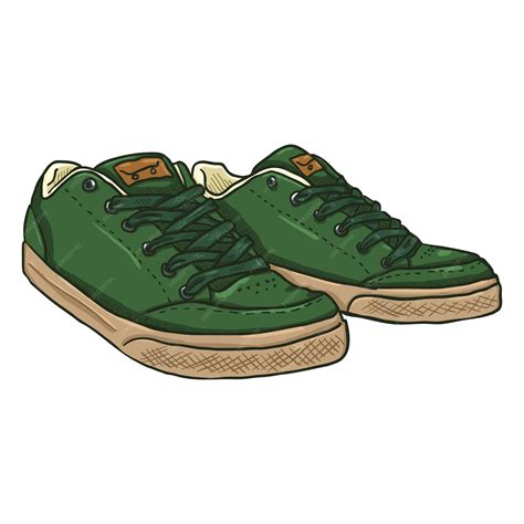 Premium Vector Vector Cartoon Illustration Pair Of Green Skaters Shoes