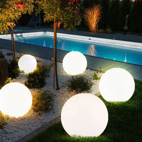 Lampe Boule Solaire Led De Jardin Blanc Décorative Spots à Encastrer