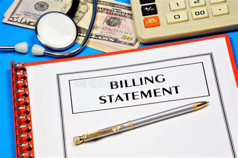 Billing Statement Text Inscription In The Form On The Medical Folder With Documents Stock Image