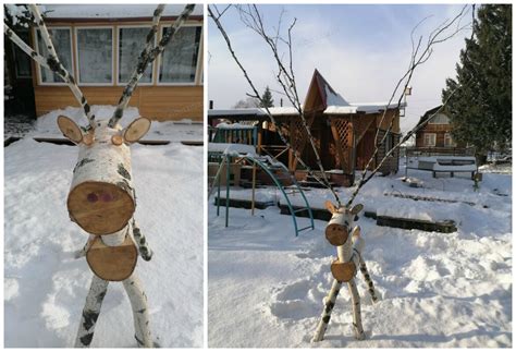 Олень из поленьев на дачном участке. Как сделать самостоятельно ...