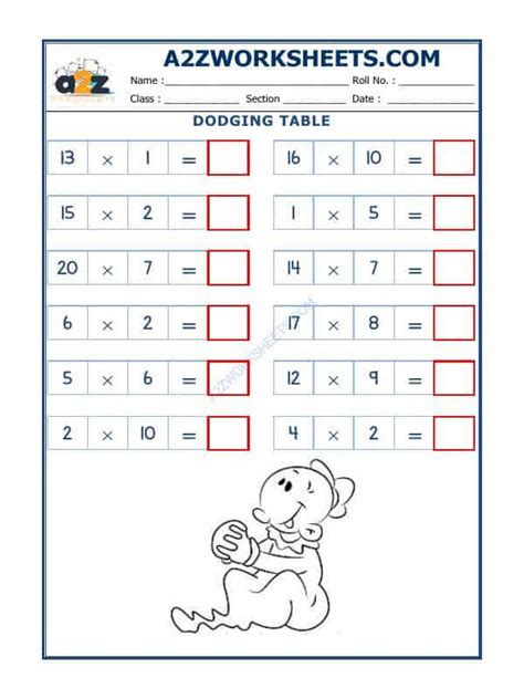 A2zworksheets Worksheet Of Dodging Table 12 Multiplication Maths