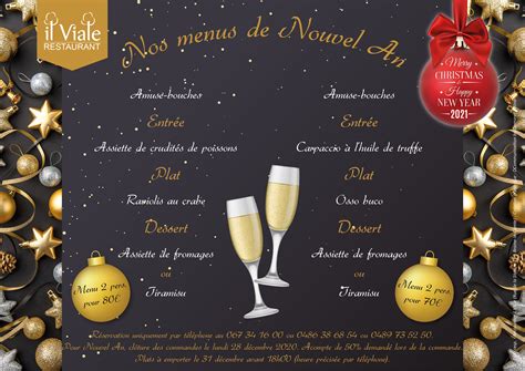 Menus pour les fêtes de fin d année il Viale Restaurant