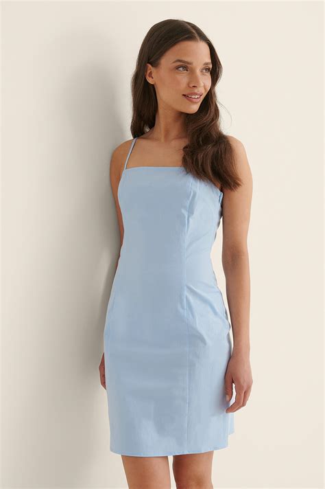 Thin Strap Mini Dress Blue Na