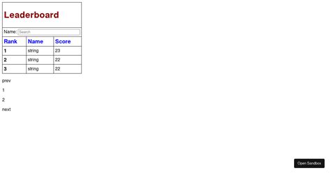 React Leaderboard Examples Codesandbox