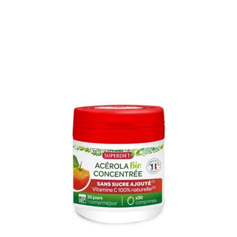 Superdiet Acérola Bio Concentrée Boîte De 30 Comprimés