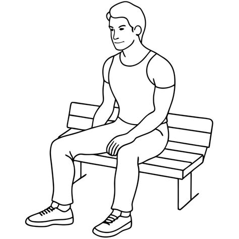 Bosquejo De Joven Vidad Hombre Sentado En Parque Banco Solo Línea Diseñando Ilustración Línea