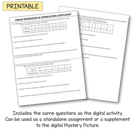 Algebra 1 Linear Regression Correlation Coefficient Digital Activity And Worksheet