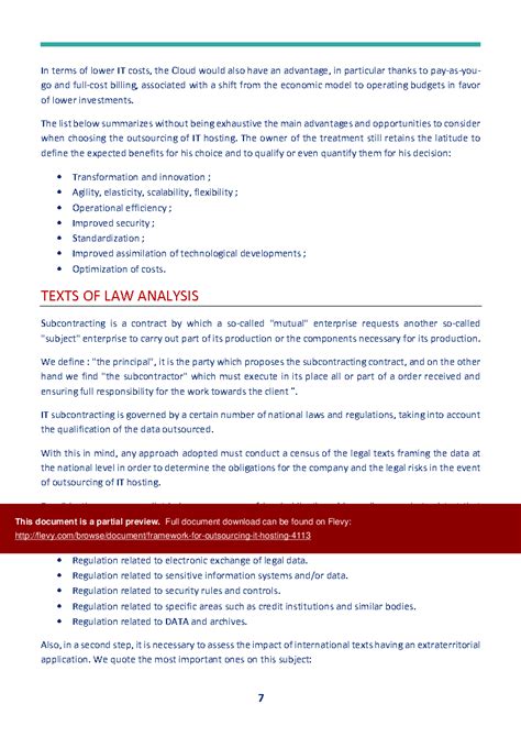 Framework For Outsourcing IT Hosting PDF