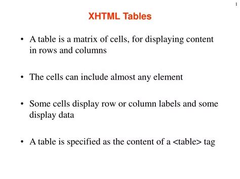 ppt xhtml tables powerpoint presentation free download id 6305542
