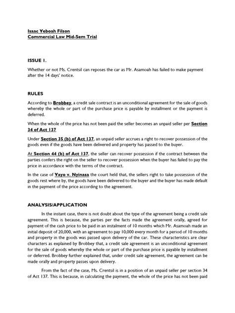 Commercial Law Repossession Rights Explained Pdf Negotiable