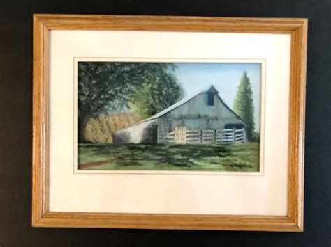 ORIGINAL SIGNED Barn In Landscape Pastel Painting 1999 FRAMED 18 5 C