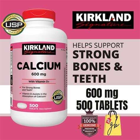Kirkland Signature Calcium 600 Mg With Vitamin D3 500 Tablets At Ruby