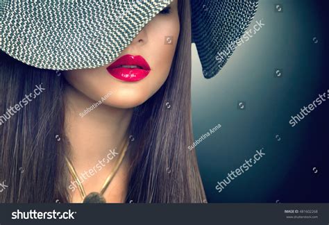 Beautiful Sexy Brunette Woman Red Lips Stock Photo Shutterstock