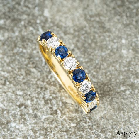 Asprey Yellow Gold Sapphire And Diamond Half Eternity Ring Rich Diamonds