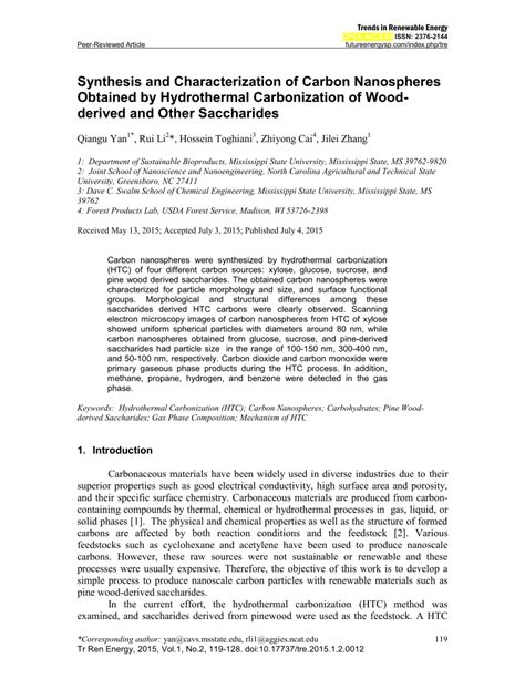 Pdf Synthesis And Characterization Of Carbon Nanospheres Obtained By