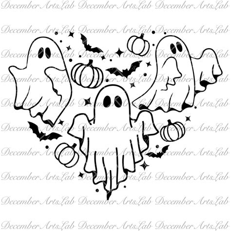 Ghost Heart Svg Halloween Svg Spooky Season Svg Ghost Clip Art Boo