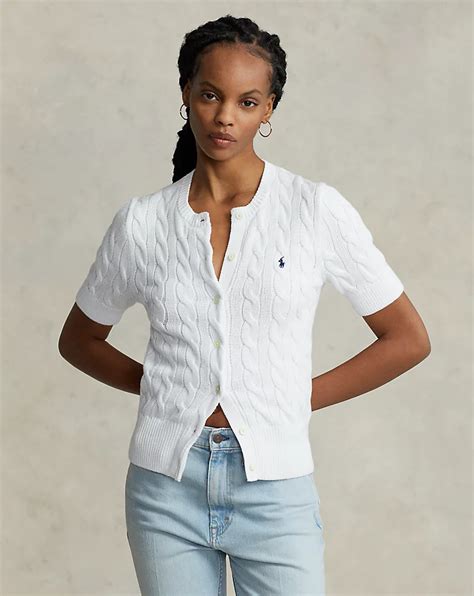 Cable Knit Short Sleeve Cardigan Ralph Lauren® Australia