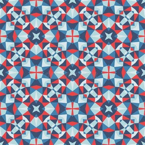 Abstract Geometric Background Seamless Pattern Design Blue And Red Colors Mosaic Decorative