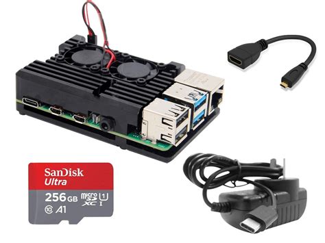 Raspberry Pi 4 B 4gb Ram Kit Element14 Completo 256gb Dual Fan Cooler ⋆