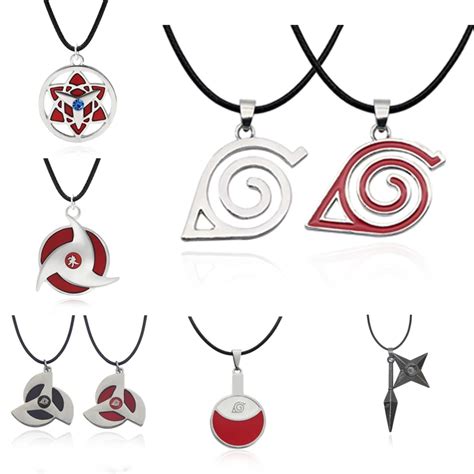 Aliexpress Buy Mixed Styles Anime Naruto Necklace Uchiha Itachi Mangekyou Pendant Leaf
