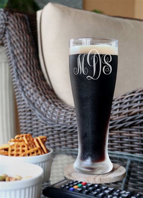Monogram Beer Glasses Custom Beer Glass Wedding T Ts Etsy