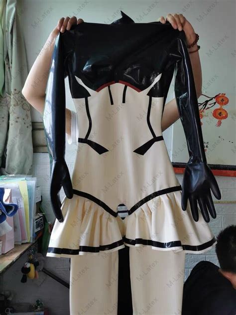 648 Latex Gummi Rubber Ruffles Catsuit Bodysuit Customized Cosplay
