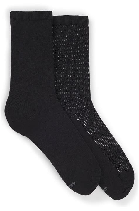 Boss Lot De Deux Paires De Chaussettes Mi Mollet En Coton Mélangé Noir