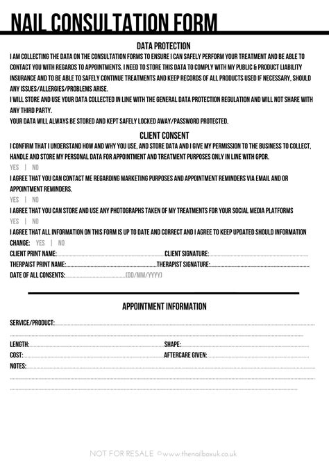 Free Printable Nail Consultation Form Printable Forms Free Online