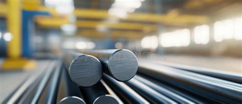 Storage And Manufacturing Of Raw Materials Are Highlighted By Metal Rods Stacked In A Warehouse