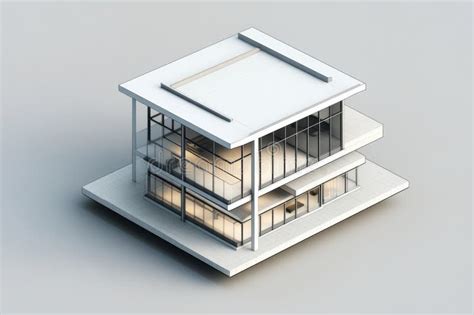A Modern Architectural Design Showcasing A Multi Level Building With Large Glass Windows Stock
