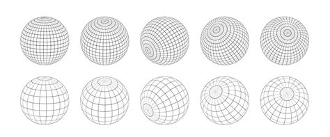 Premium Vector Wireframe Sphere Set Isolated