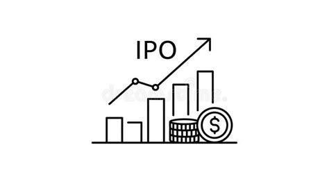 Ipo Growth Chart With Coins Initial Public Offering Success Stock