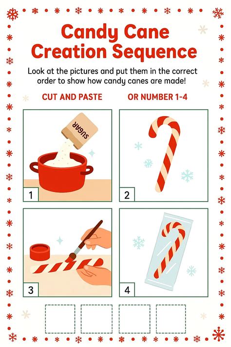 Candy Cane Creation Sequence Worksheet Download And Print Now