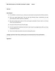 TEST2 2020 Pdf ME 2190 Dynamics Fall 2020 October 9 2020 Name TEST