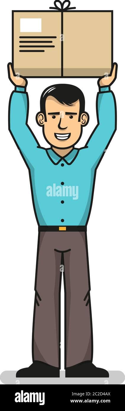 Portrait Man Carrying Cardboard Box Stock Vector Images Alamy