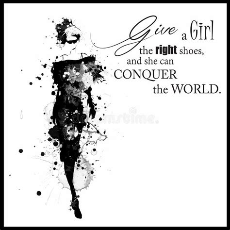 Fashion Illustration With Quote Modern Woman And White Background